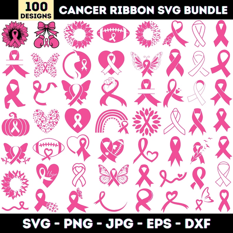 Pink Ribbon Breast Cancer Awareness Svg Bundle,breast Cancer Svg ...