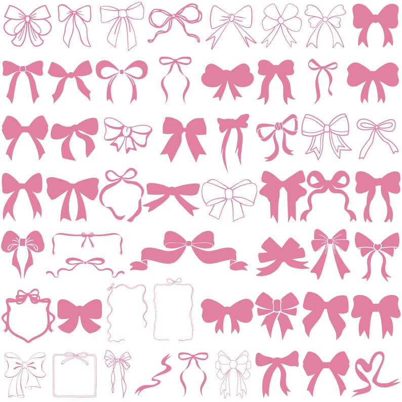 Boho Ribbon Bow Svg Bundle, Coquette Bow Svg, Ribbon Bow Svg, Bow Svg ...