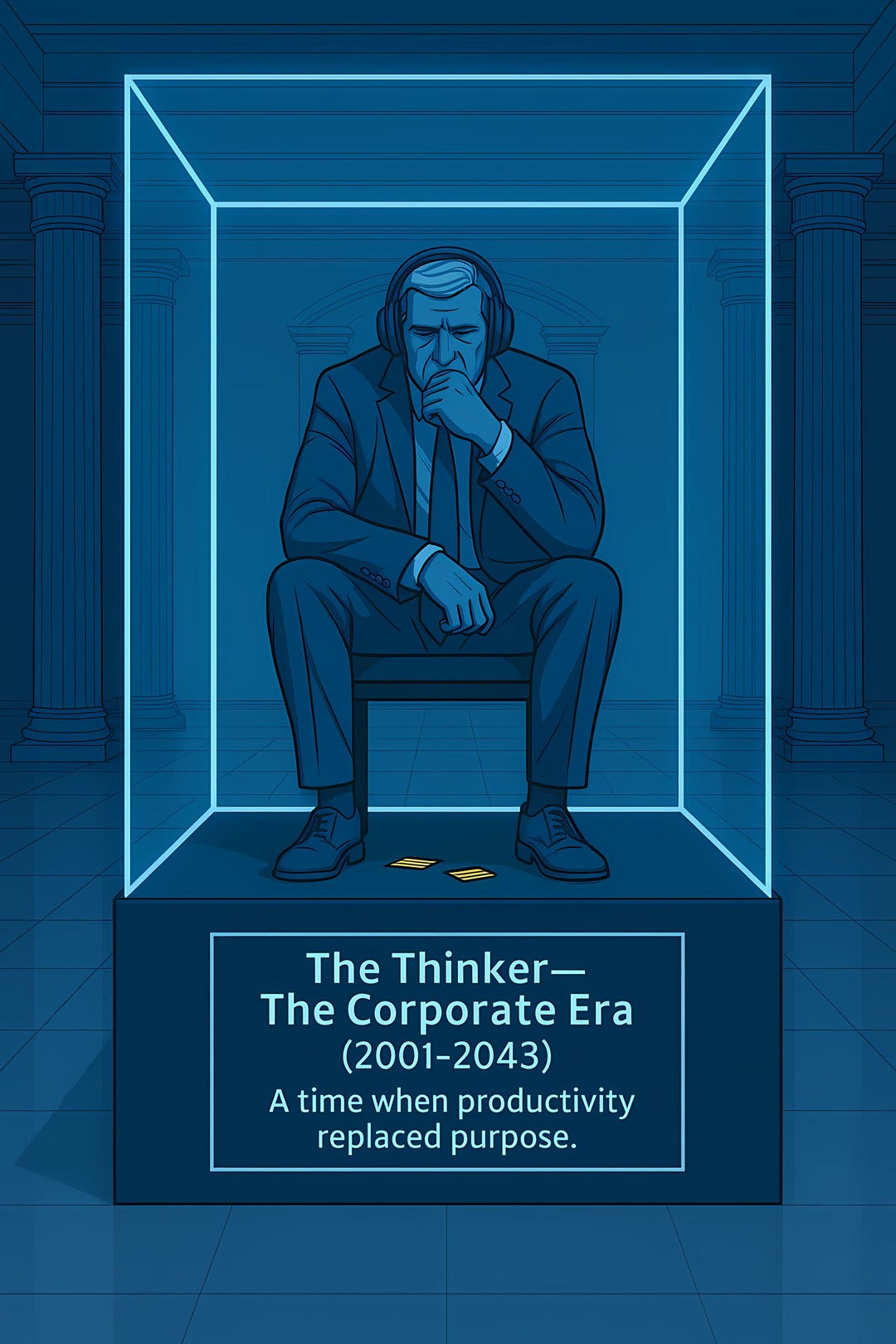 The Thinker – Corporate Era | Surreal Satirical Office Art | Digital ...