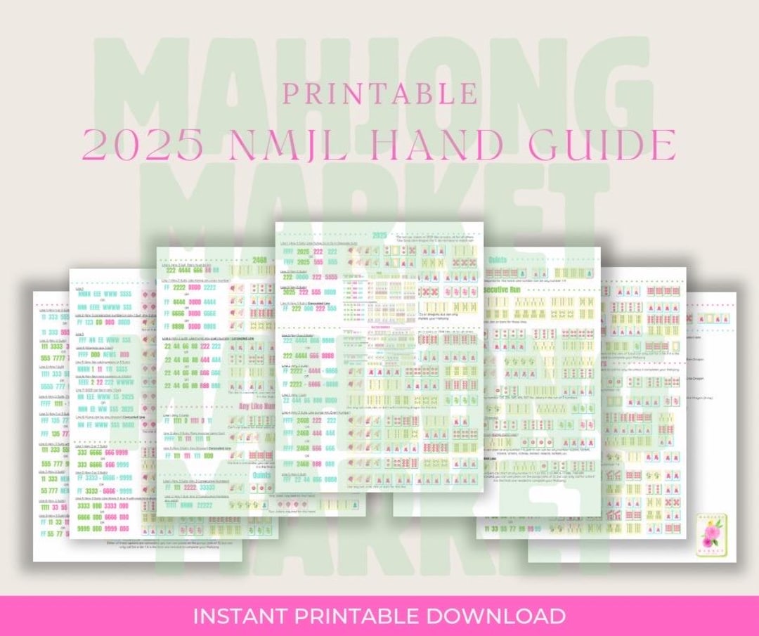 Printable Mahjong 2025 Cheat Sheet, 2025 Mahjong Hands, Beginner ...