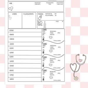 Printable NICU Report Sheet | Neonatal Nurse Report Brain | Digital ...
