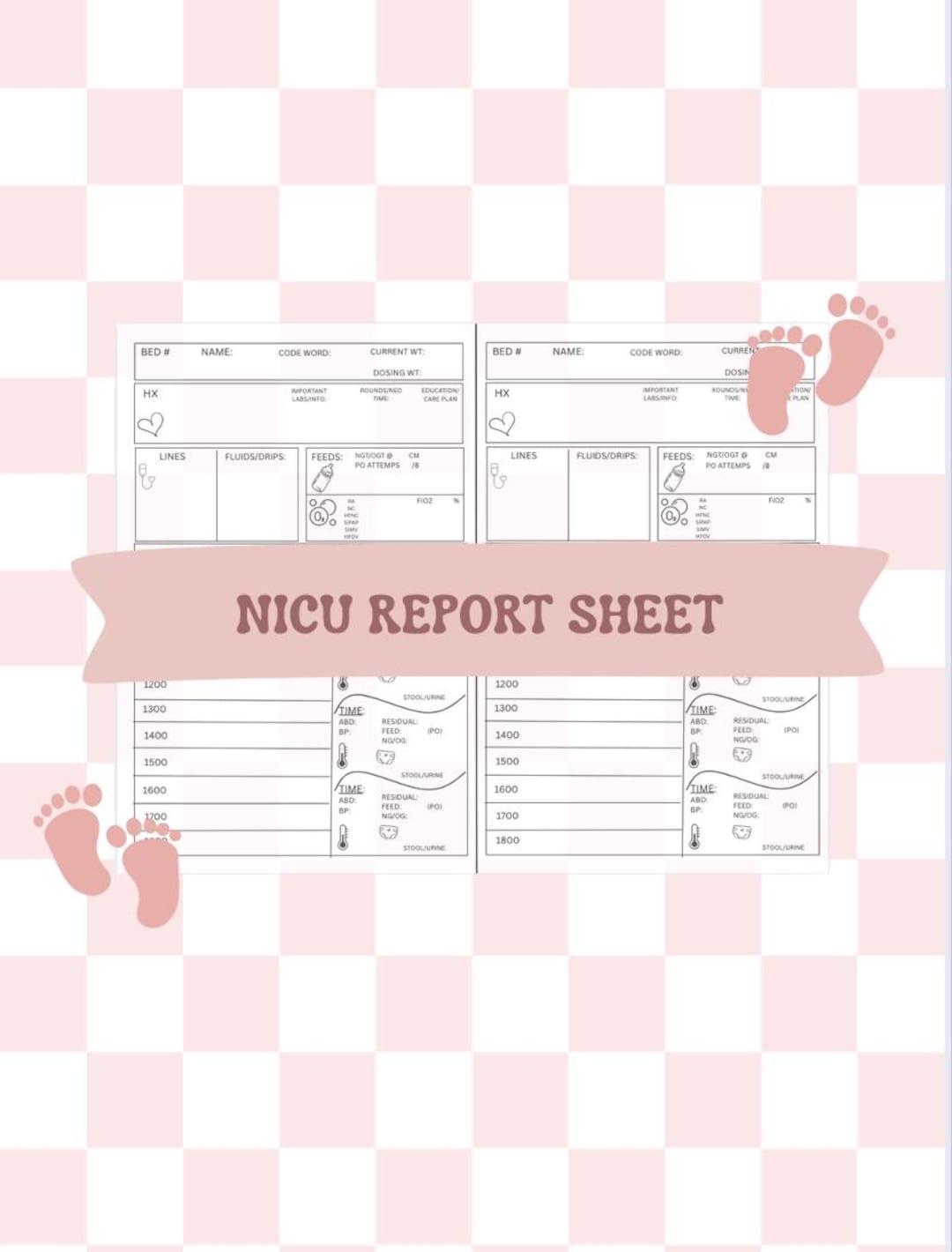 Printable NICU Report Sheet | Neonatal Nurse Report Brain | Digital ...