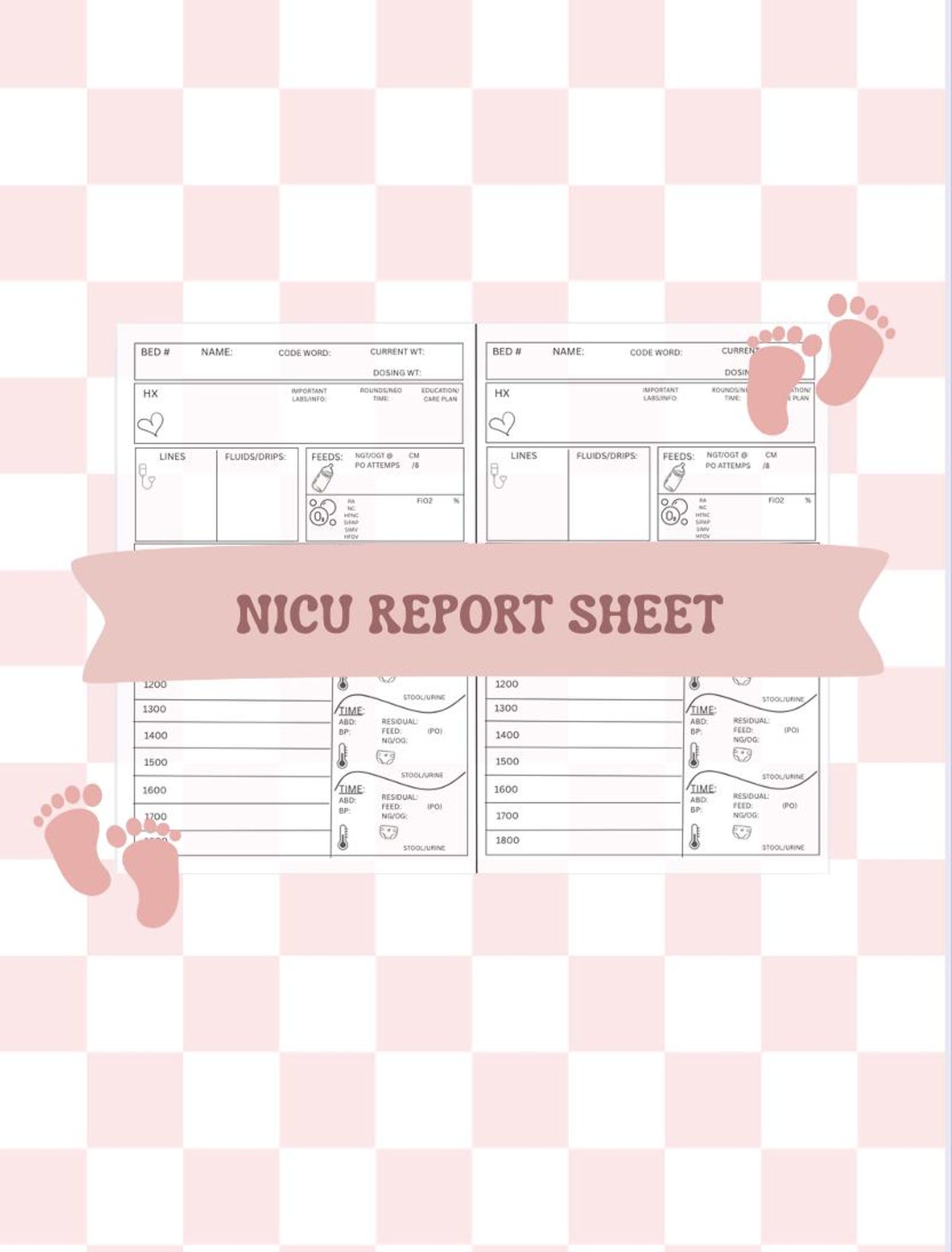 Printable NICU Report Sheet | Neonatal Nurse Report Brain | Digital ...