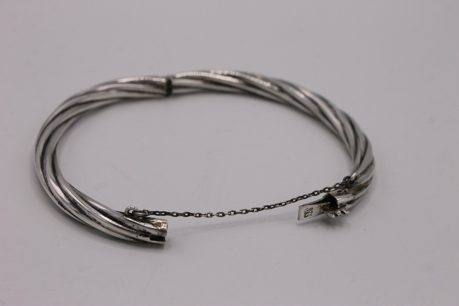 Sterling Silver Hinged Bracelet With Twist Pattern - Etsy