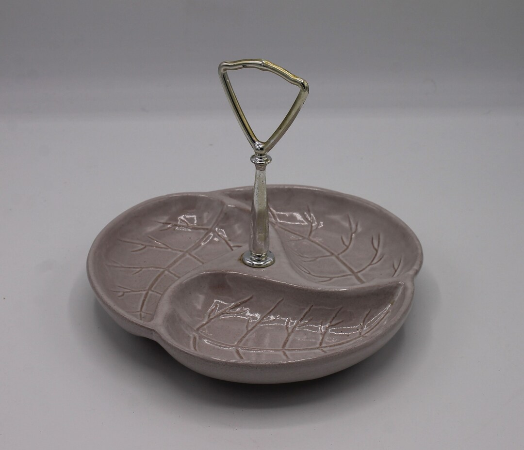 Grey Leaf Pattern Royal Haeger Divided Tidbit Dish - 849-H - Etsy