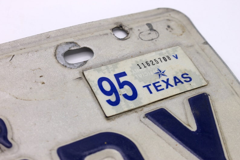 Texas Trailer License Plate Blue on White 1995 Registration - Etsy