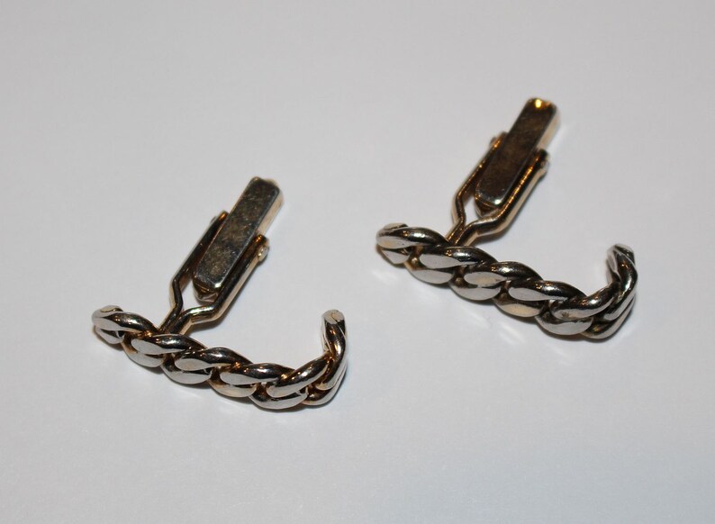 Vintage Chrome Curb Chain Link Cufflinks - Etsy