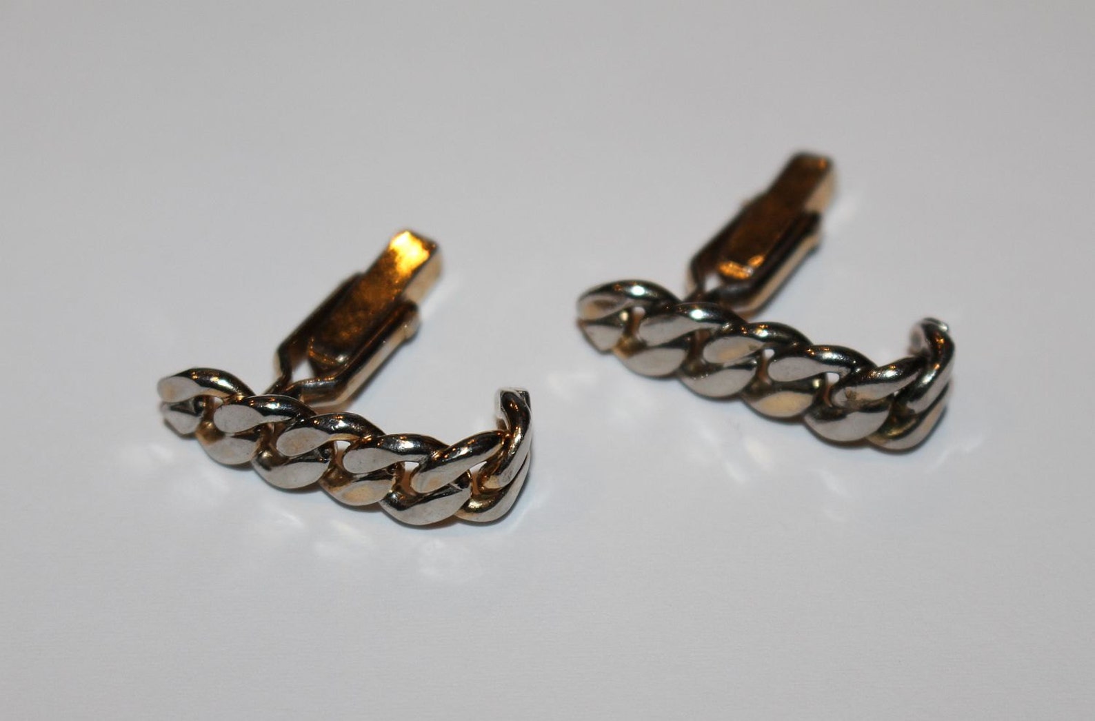 Vintage Chrome Curb Chain Link Cufflinks - Etsy