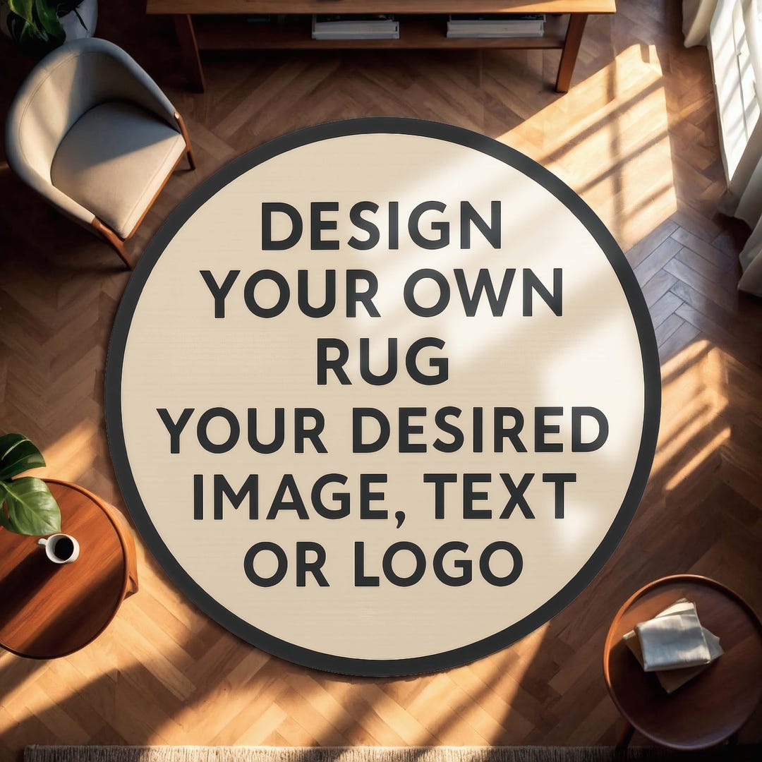 Custom Round Rug With Your Image Logo or Text, Personalized Photo ...