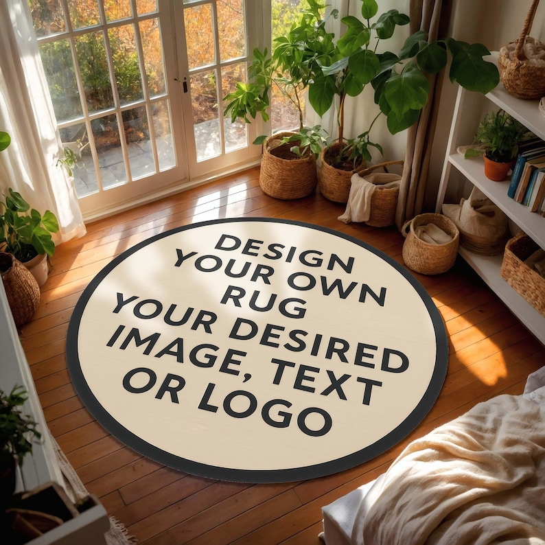 Custom Round Rug With Your Image Logo or Text, Personalized Photo ...