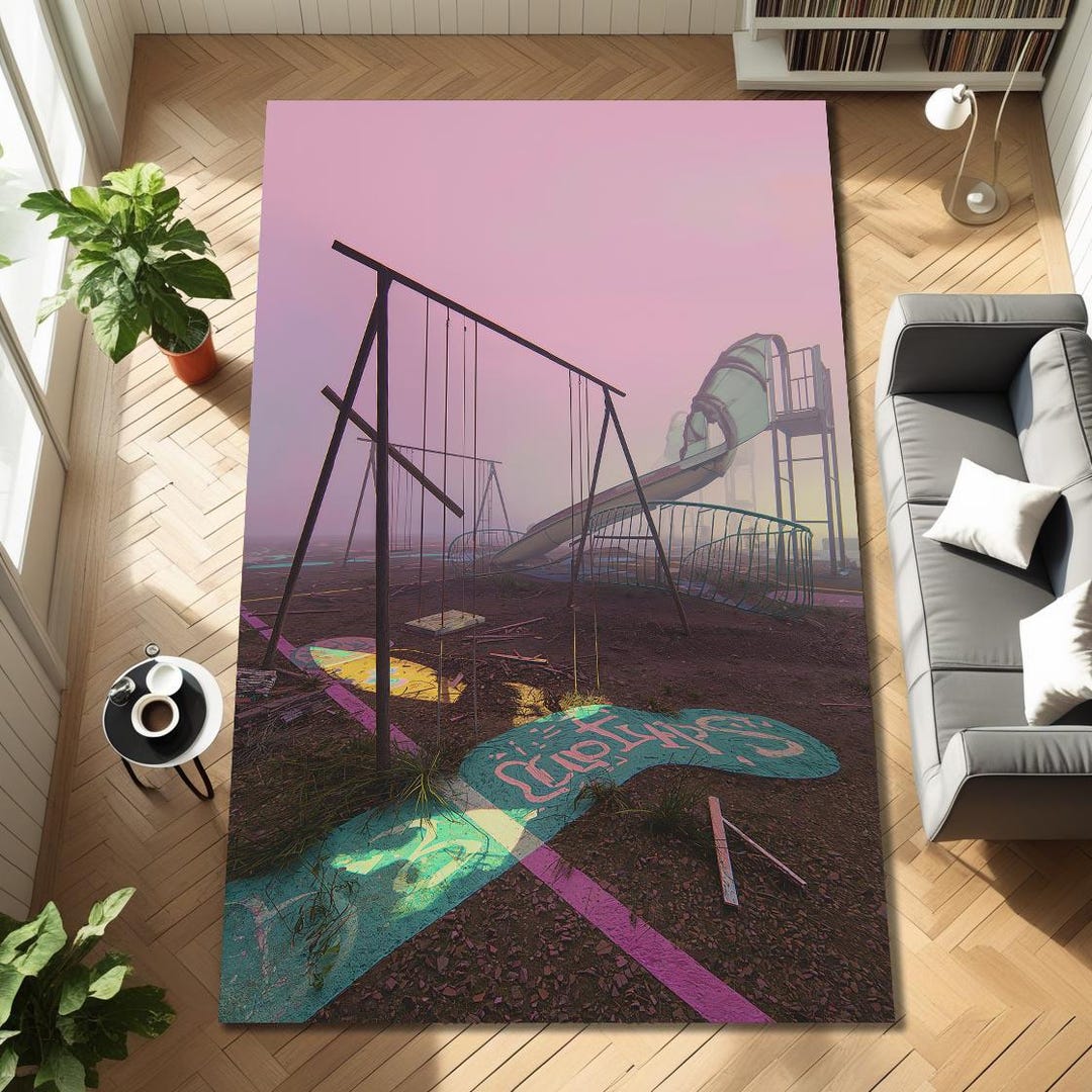 Weirdcore Aesthetic Rug With Liminal Playground Art, Dreamcore Surreal ...