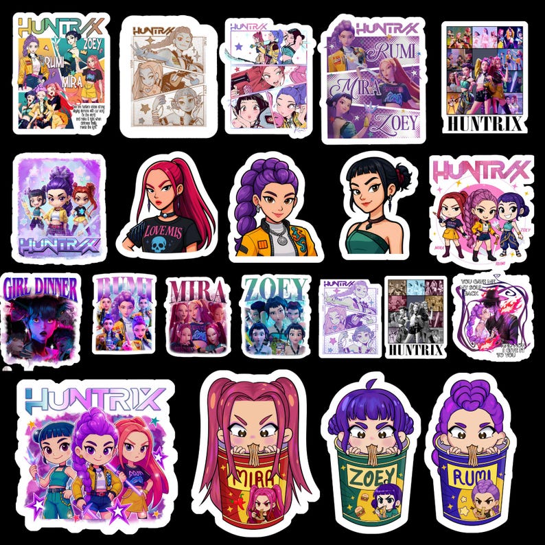 100+ Kpop Demon Hunter Sticker Bundle, Sa-ja Boy Png Stickers, Huntrix Png Sticker Pack, Saja ...