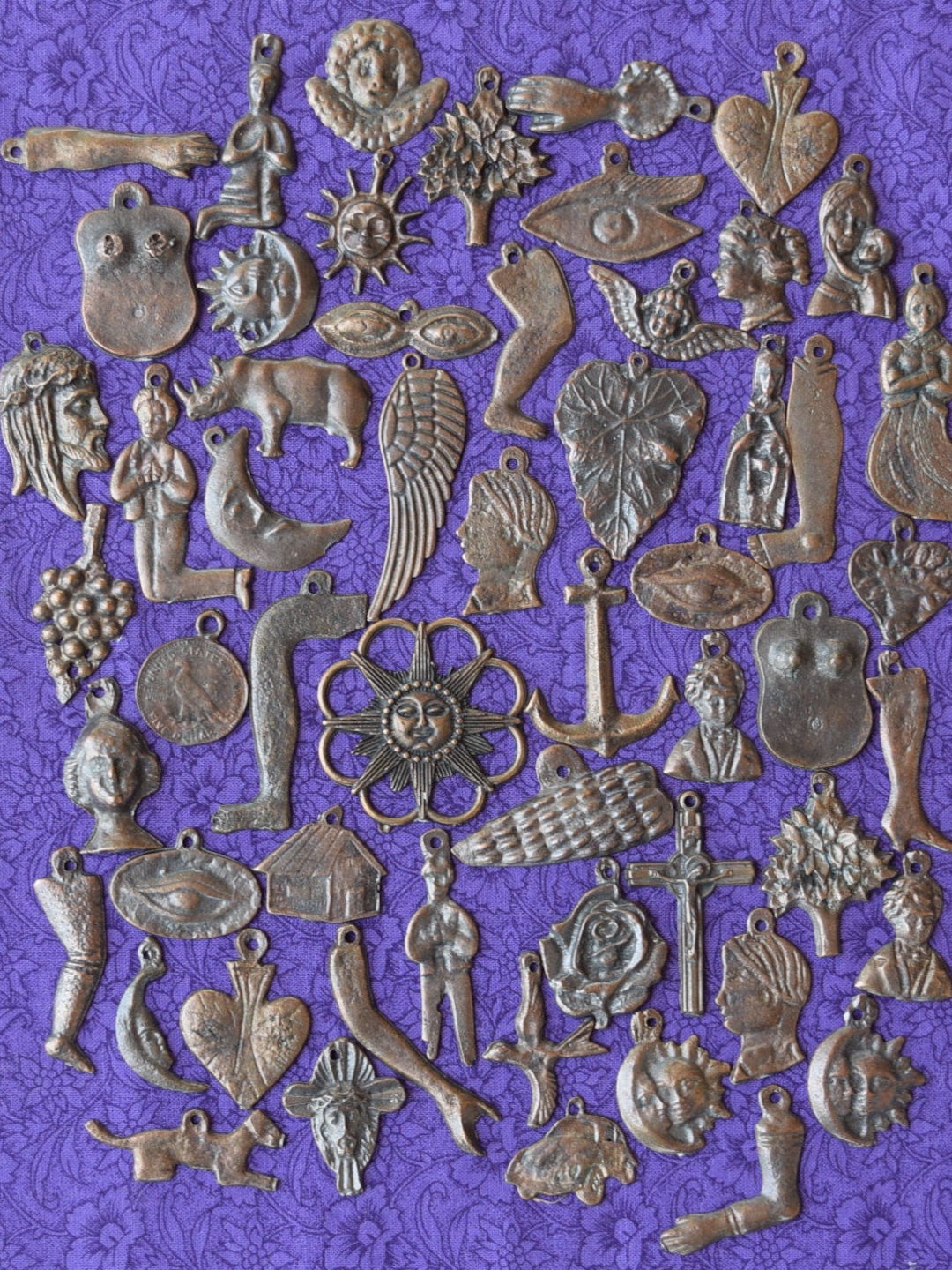 Milagros Large Charms Heart Included | Milagro Ex Voto Charms Antiqued ...