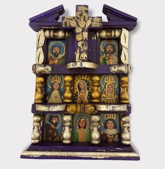 Retablo Oil Painting of Different Painted Religious Figures - Etsy