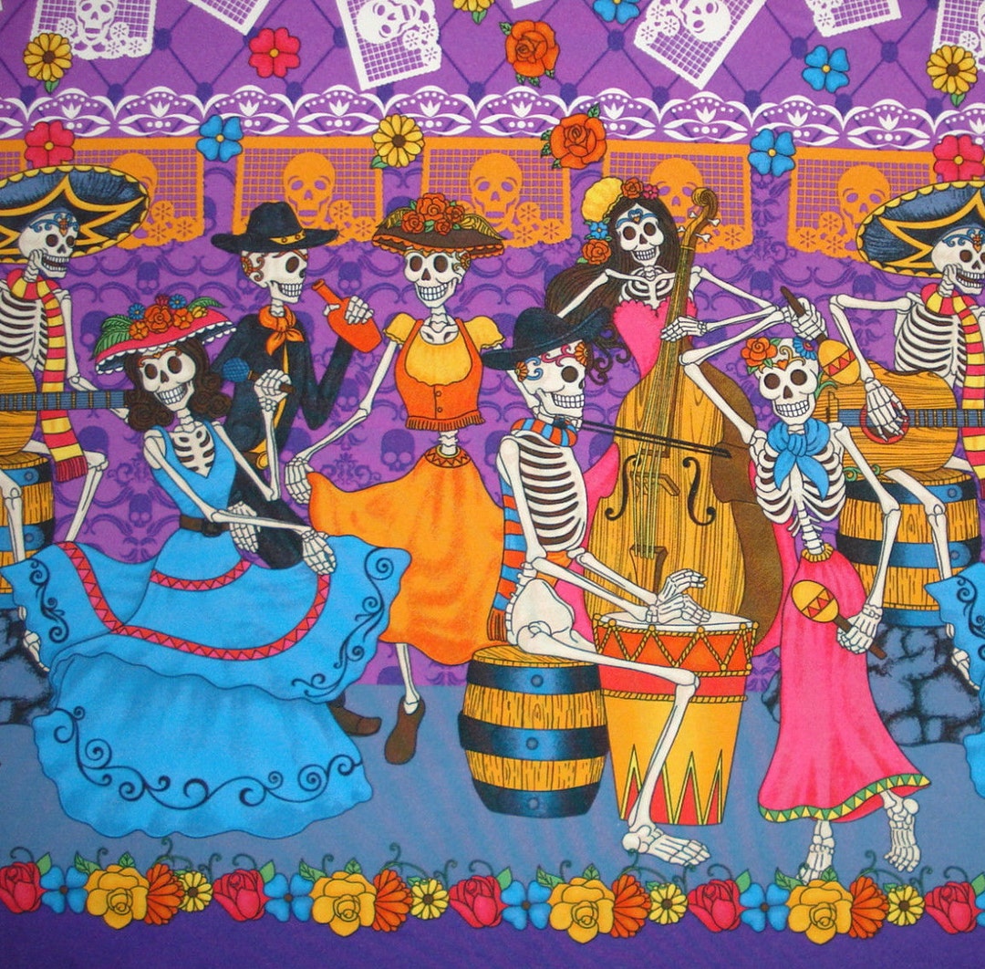 Table Cloth Skull Day of the Dead Sugar Skulls Banner Sugar Skull ...
