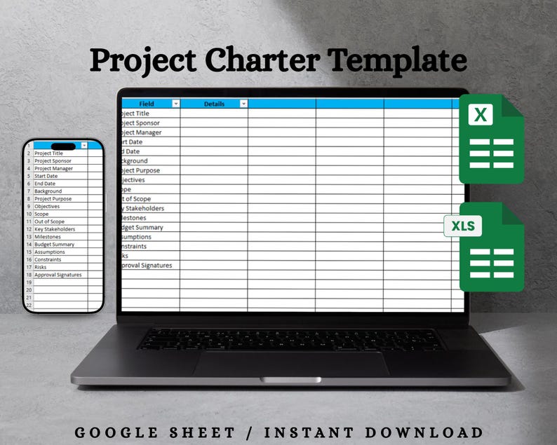Project Charter Template Printable PDF | Editable Tool for Project ...
