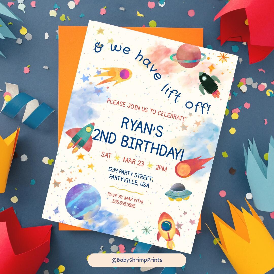 Digital Birthday Invitation Template Canva Invitation Template Children ...