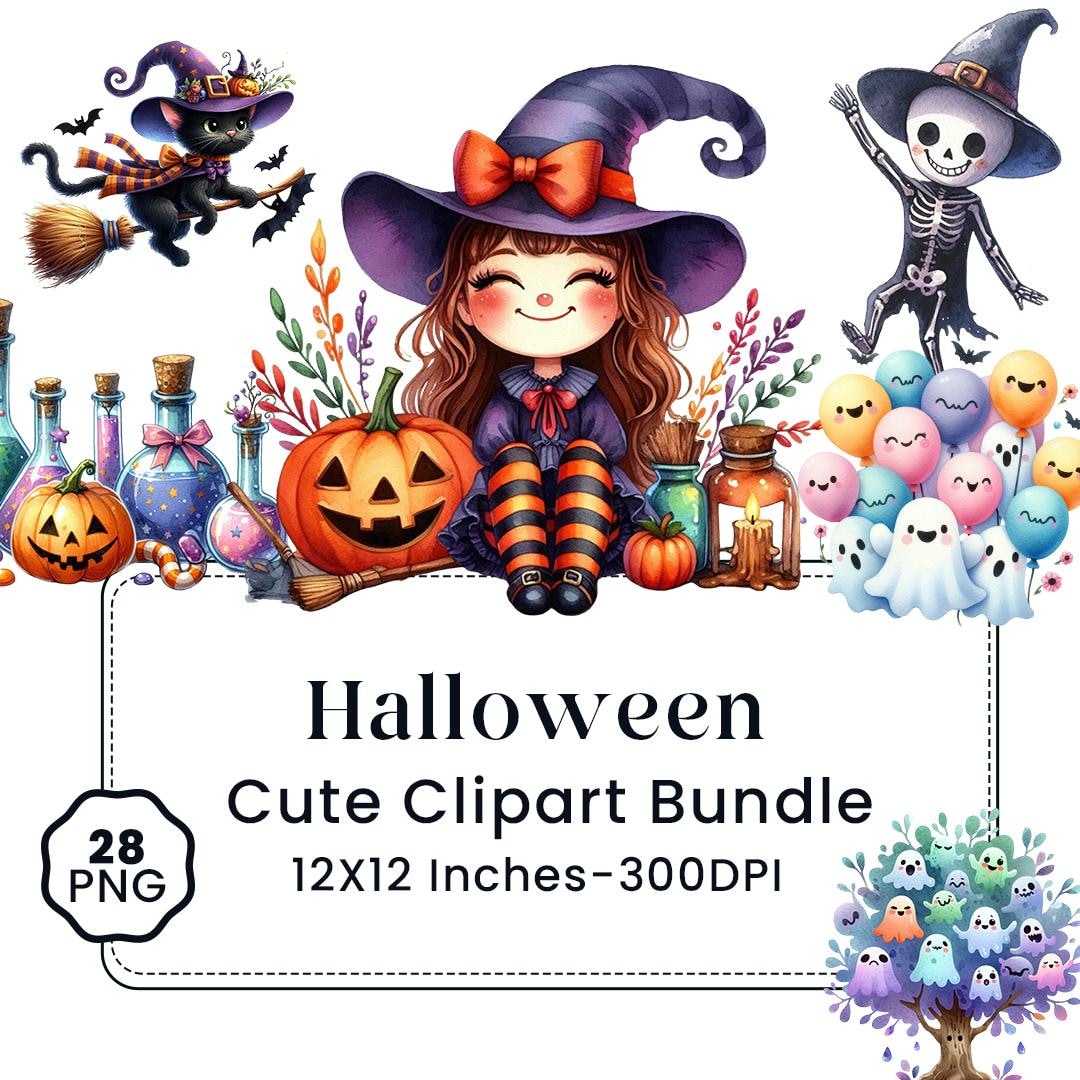 Halloween Cute Clipart Bundle - Etsy