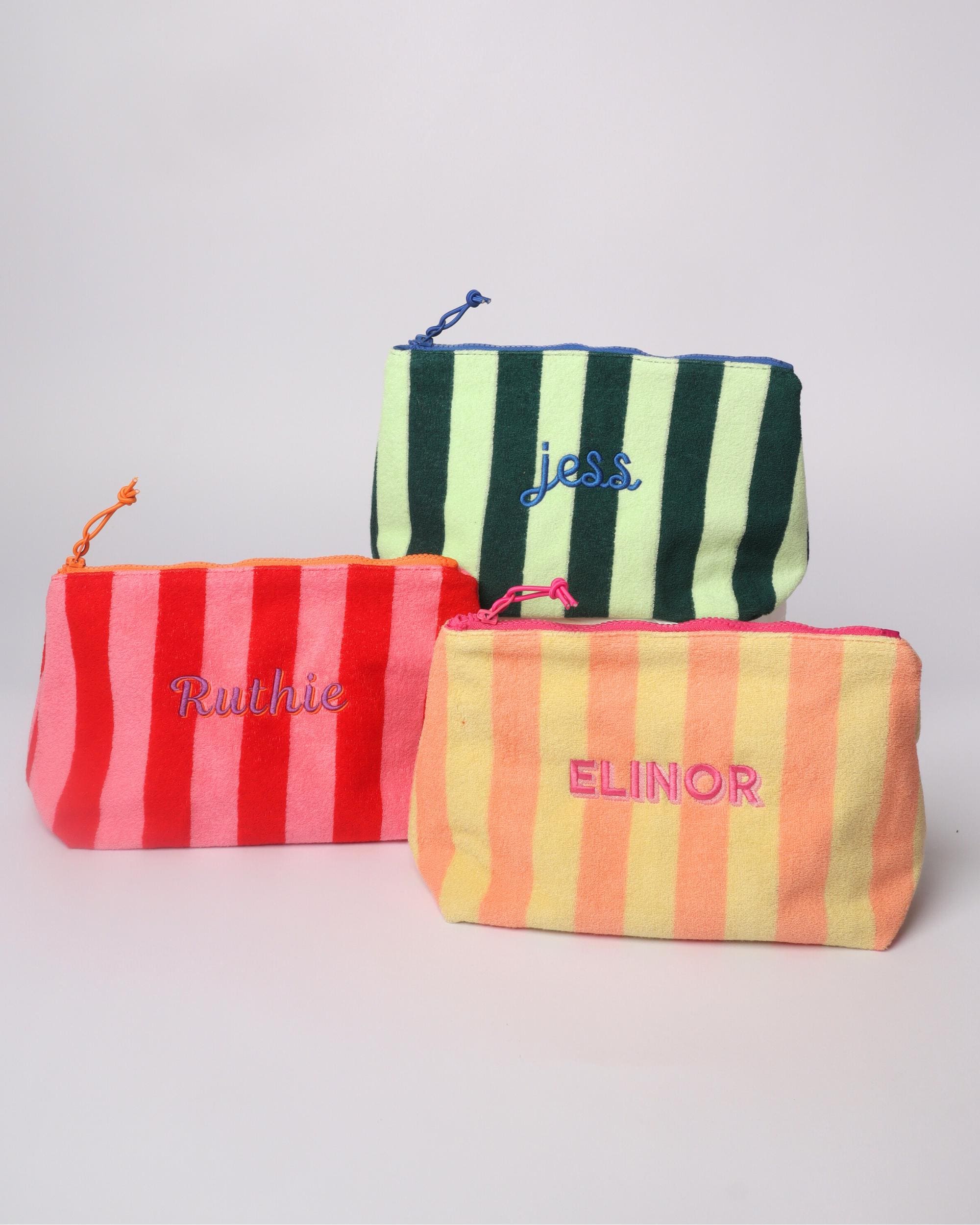 Custom Embroidered Makeup Bag- Personalized Terry Cloth Cosmetic Pouch ...