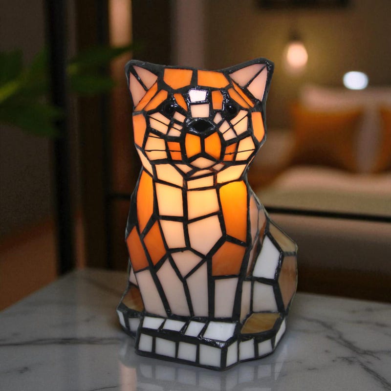 Cat Stained Glass Lamp - Etsy