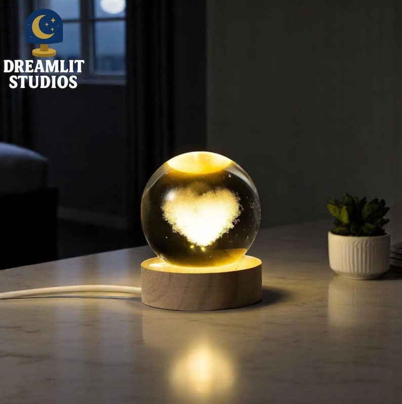 3D Crystal Ball Night Light | Custom Lamp | Solar System Glass Sphere ...