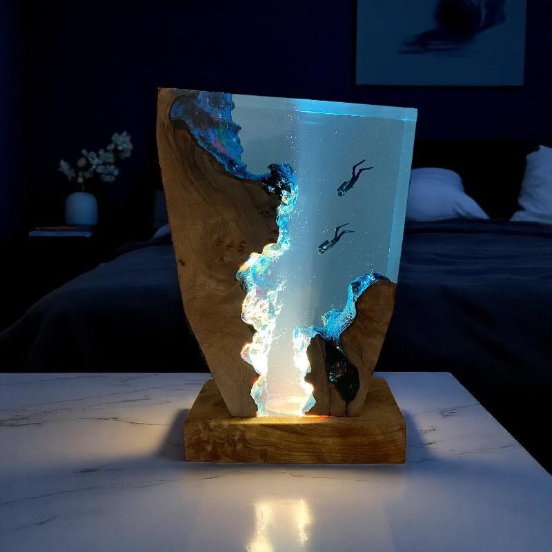 Wood Resin Lamp - Etsy