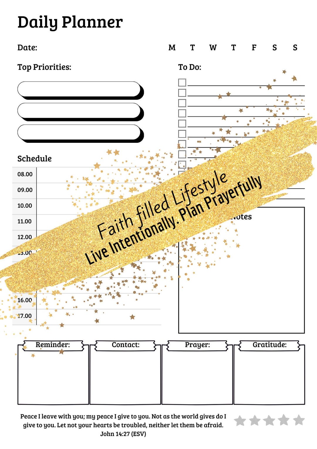 Christian Daily Planner Printable, Faith-based Day Organizer With ...