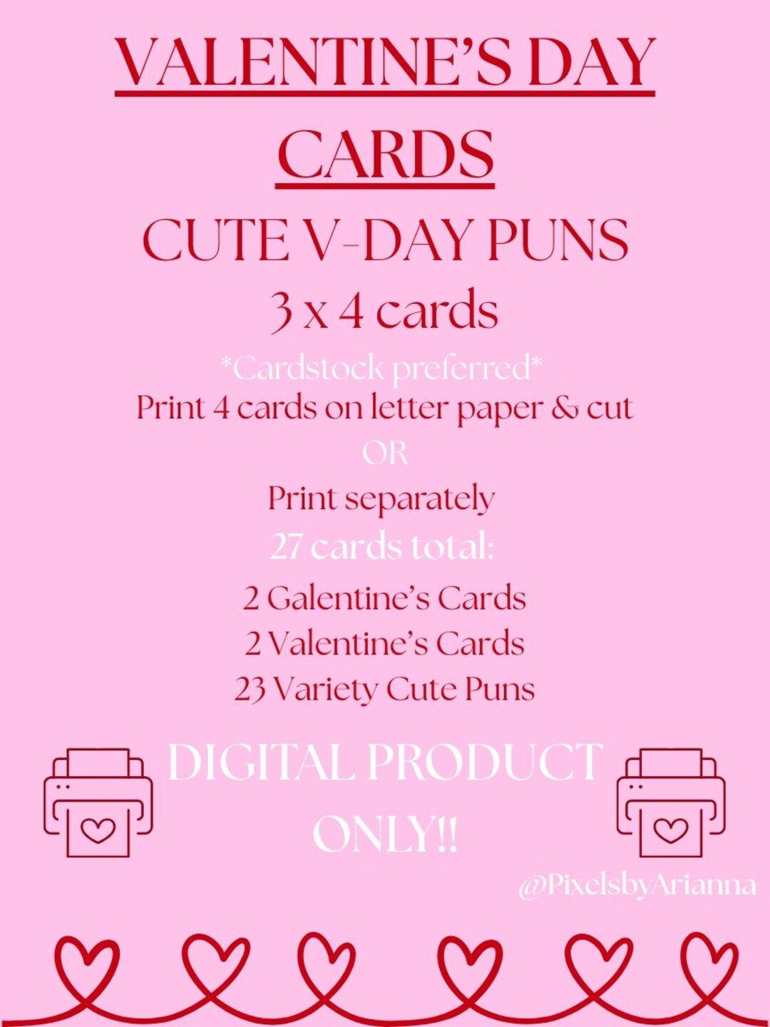 27 Mini Valentine Cards Printable Bundle | Cute Pun Valentines ...