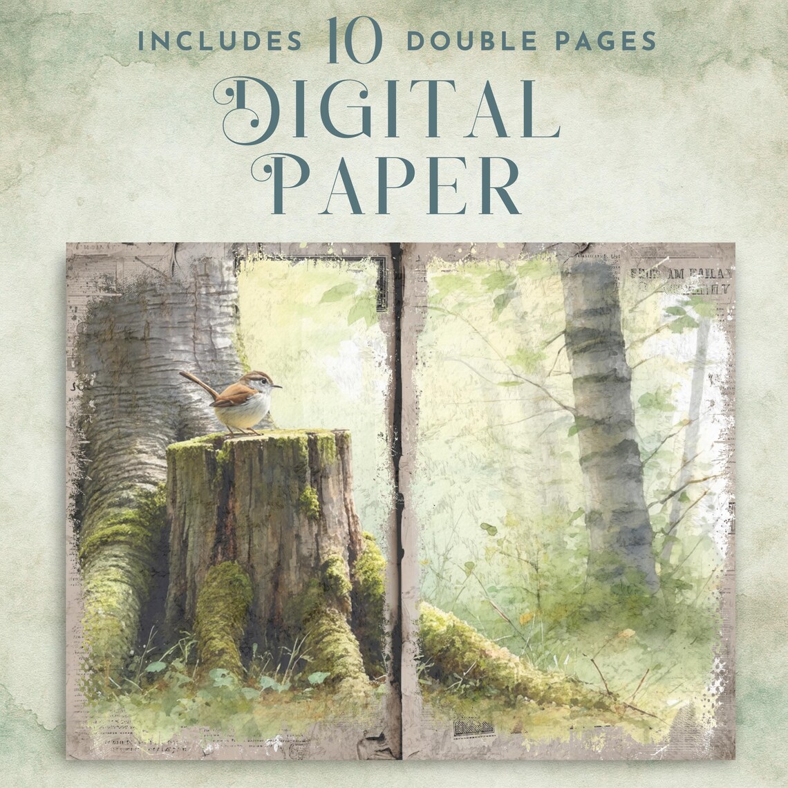 Bird Junk Journal Printable Pages, Wren Bird Ephemera Digital Paper ...