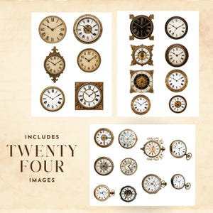 Vintage Clock Face Fussy Cuts, Printable Time Ephemera, Junk Journal ...