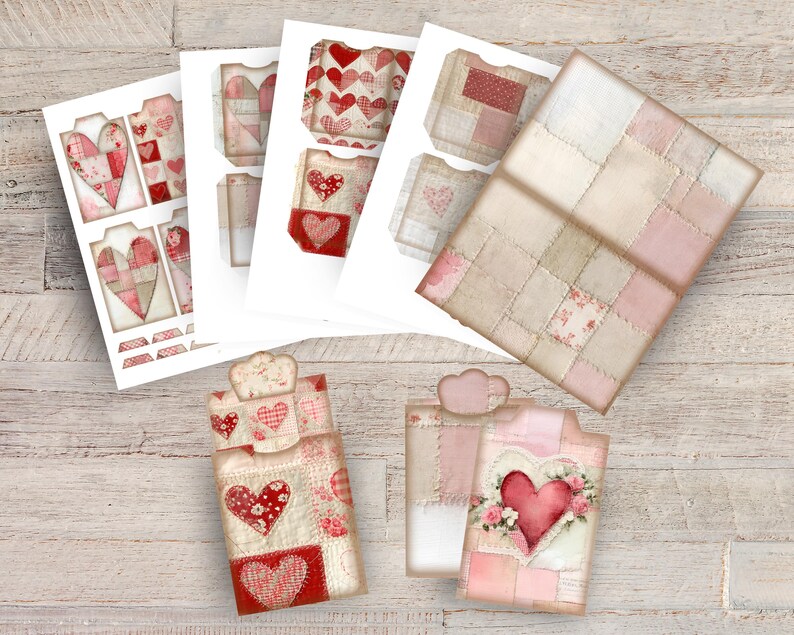 Valentine’s Day Junk Journal Hearts Pockets, Printable Valentines Kit ...