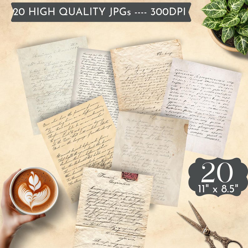 Vintage Handwritten Letters Junk Journal Pages, Printable Junk Journal ...