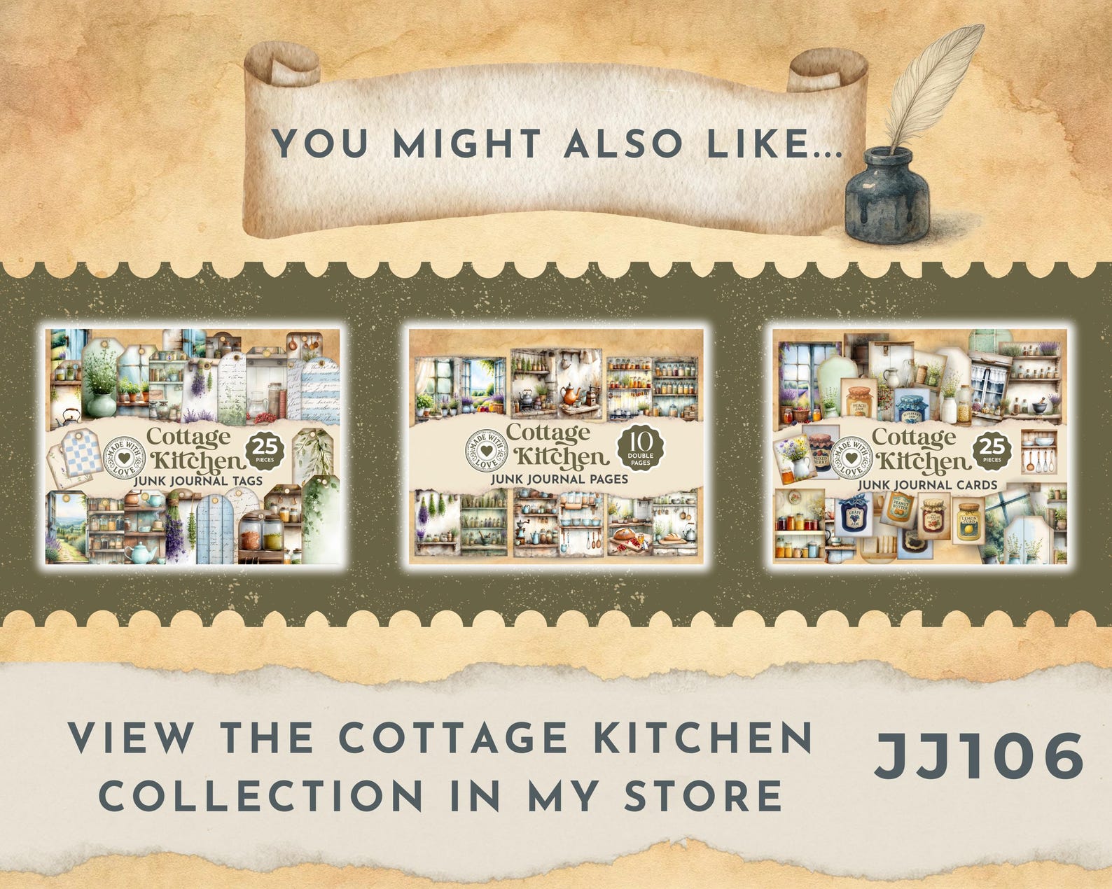 Printable Junk Journal Kitchen Theme, Recipe Printable Ephemera Kit ...