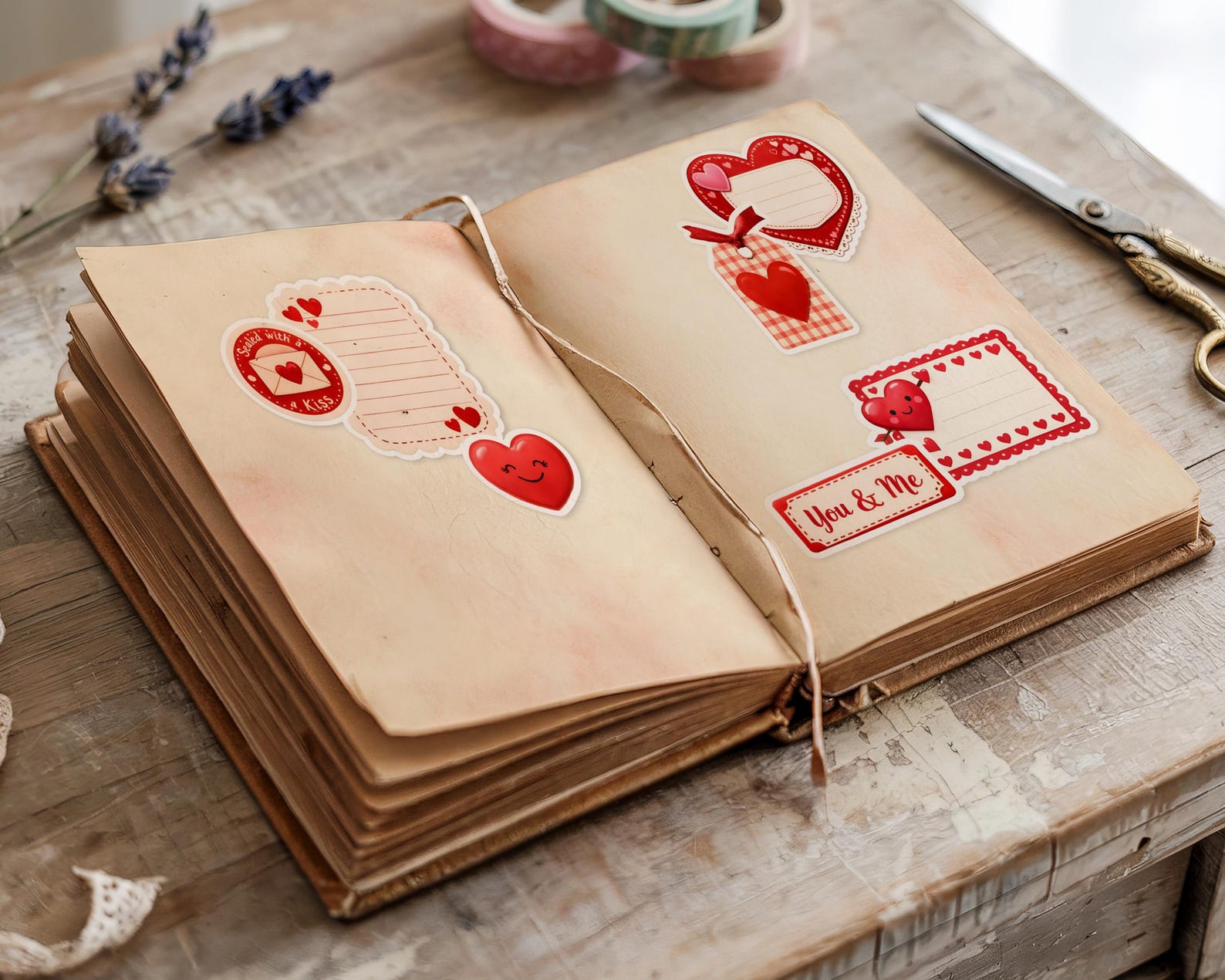Junk Journal Digital Fussy Cuts, Sweet Valentine Labels, Cute Love ...