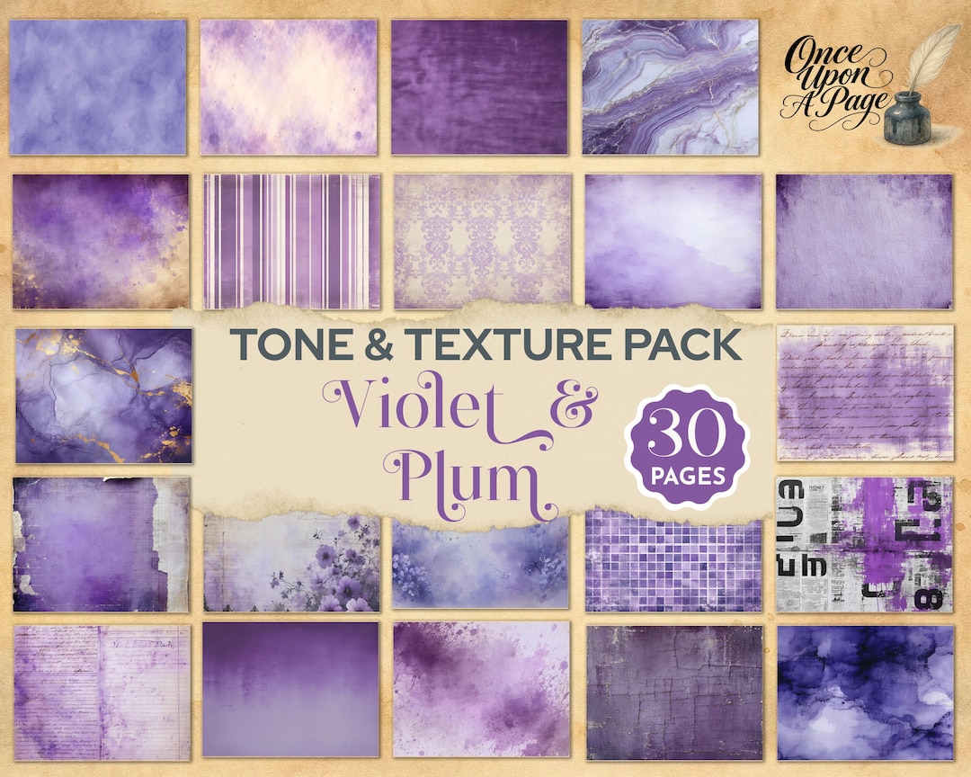 Purple Junk Journal Kit, Violet & Plum Printable Pages, Tone and ...