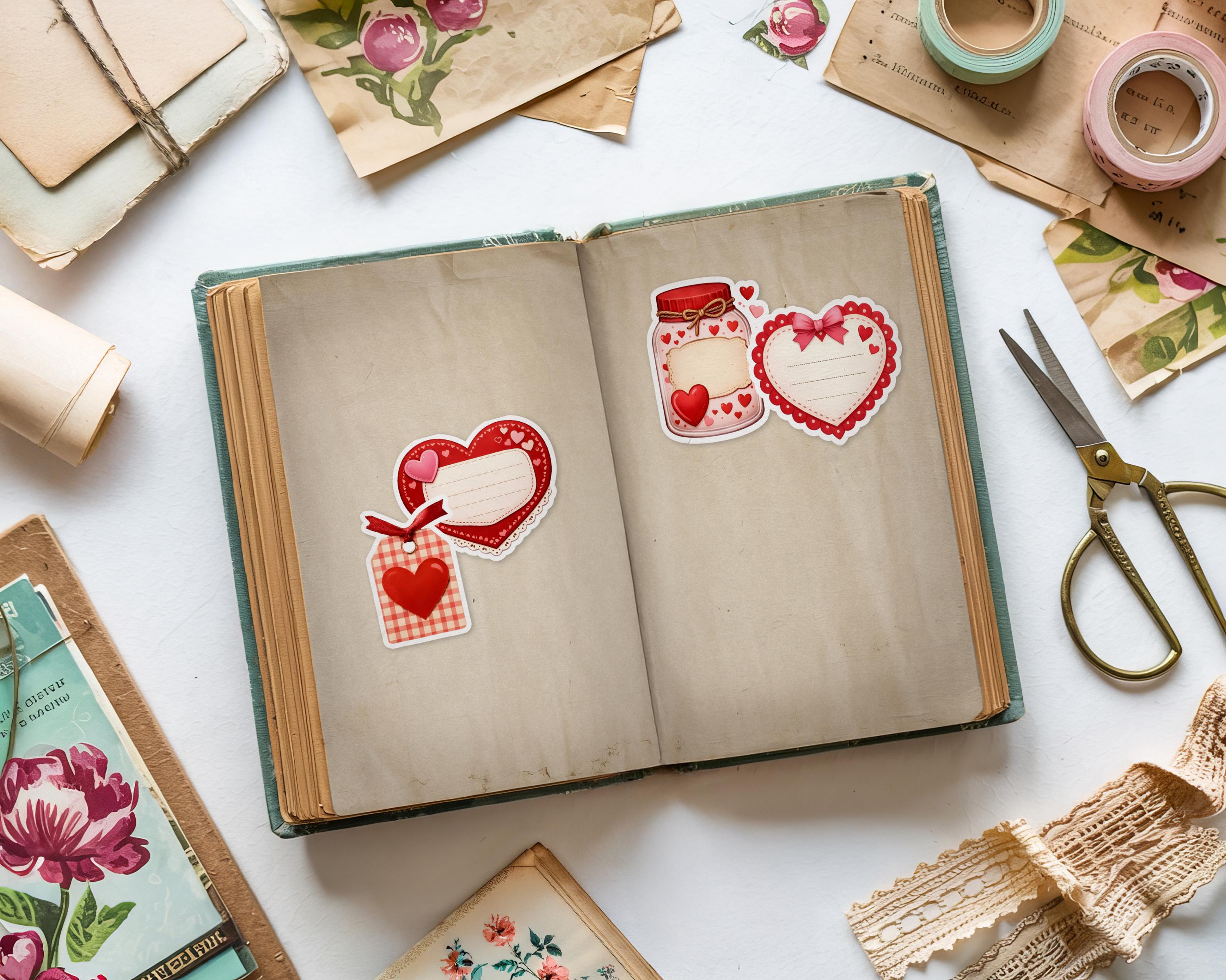 Junk Journal Digital Fussy Cuts, Sweet Valentine Labels, Cute Love ...