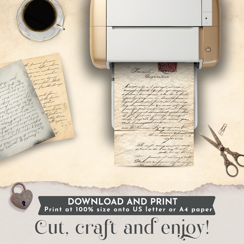 Vintage Handwritten Letters Junk Journal Pages, Printable Junk Journal ...