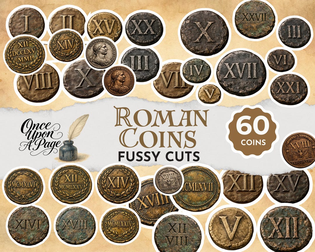 Roman Coins Fussy Cuts Printable Junk Journal, Ancient Coin Ephemera ...