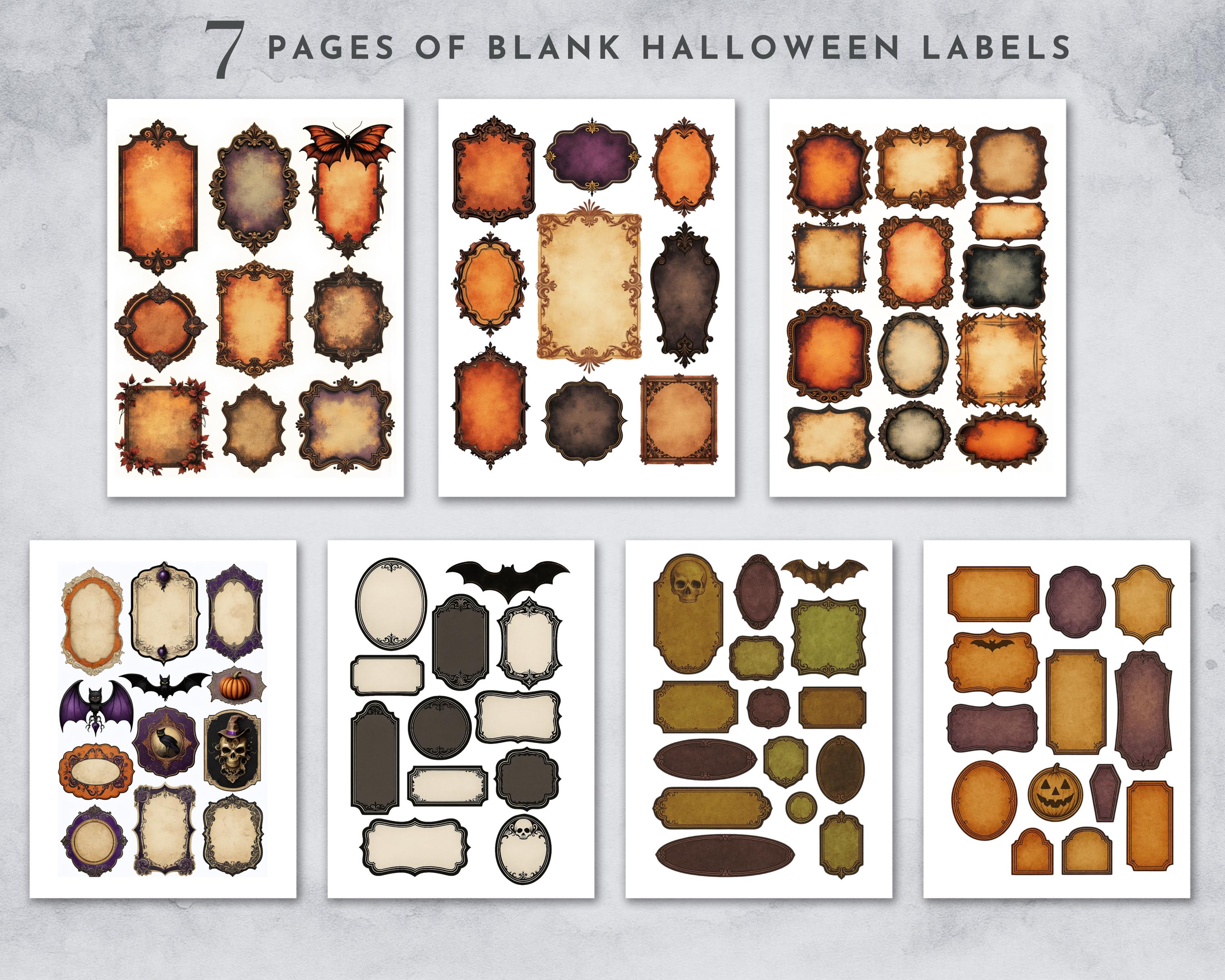 Blank Halloween Labels Printable Fussy Cuts, Vintage Spooky Apothecary ...