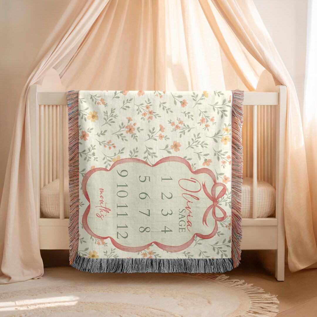 Personalized Baby Girl Milestone Blanket Customized Name Blanket Baby ...