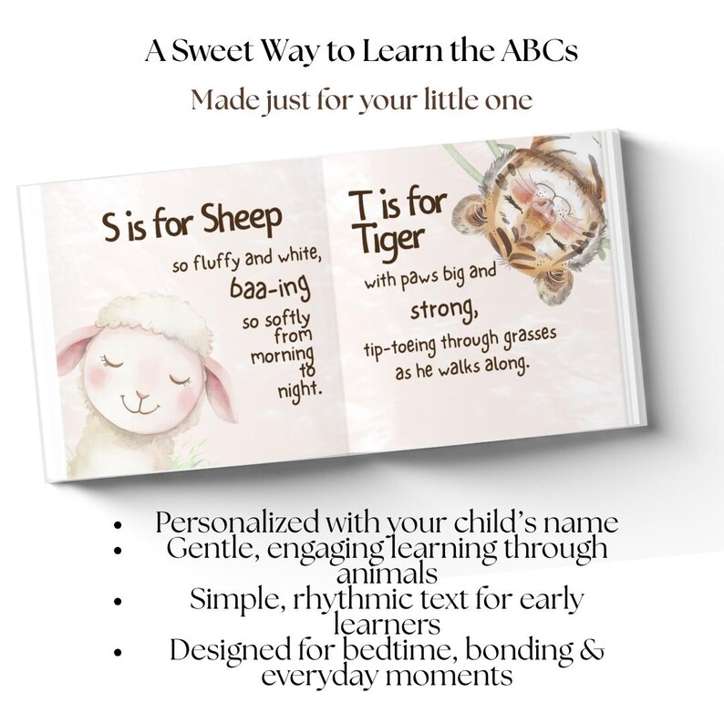 Personalized Alphabet Zoo Name Book – 1st Birthday Gift for Baby ...