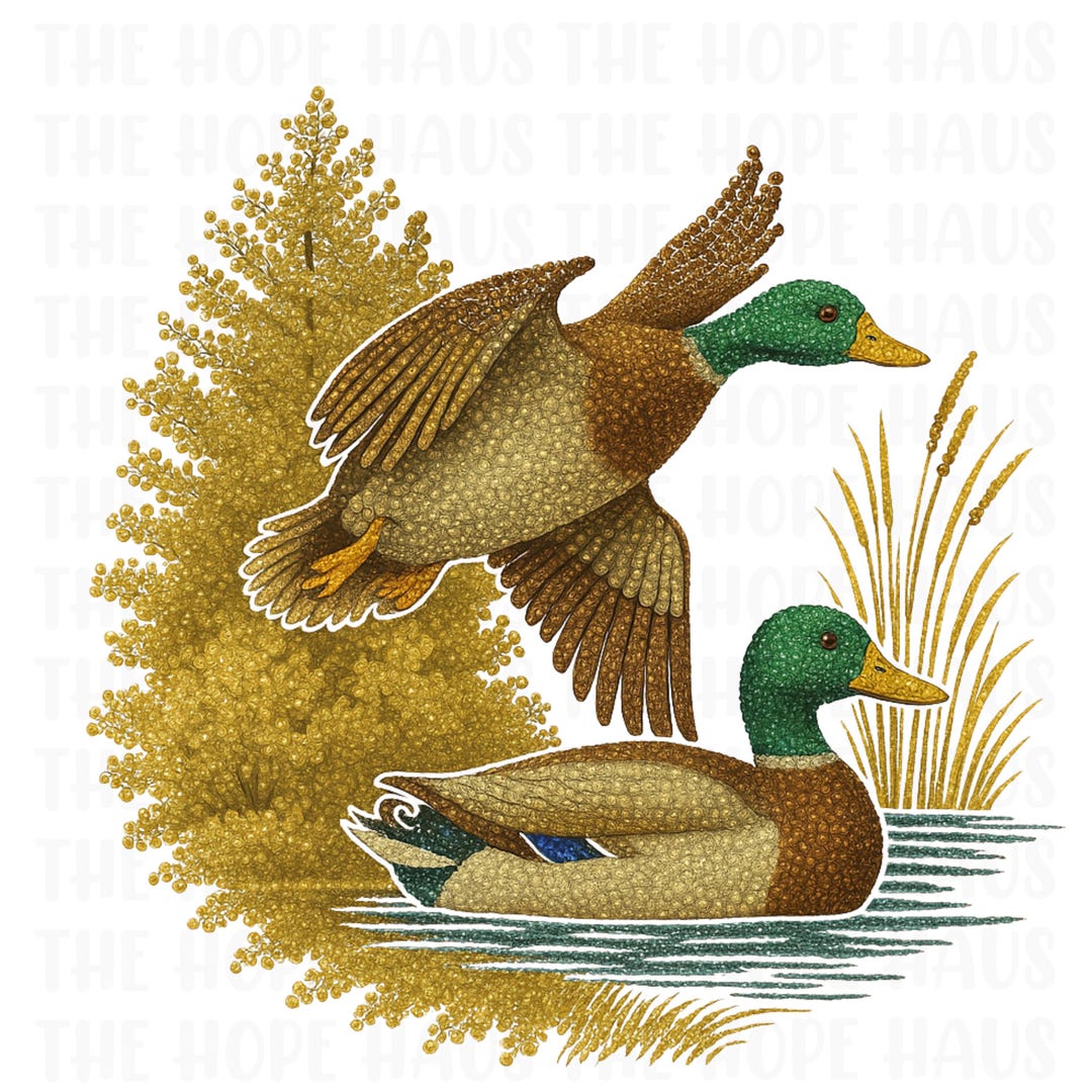 Faux Rhinestone Mallard Duck Flying | Instant Digital Design | PNG ...