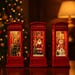 Red Retro Christmas Phone Booth, Santa & Snowman Lighted Ornament ...