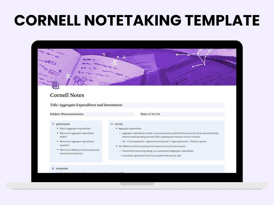 Cornell Notion Notes Template | Aesthetic & Organized Study System for ...