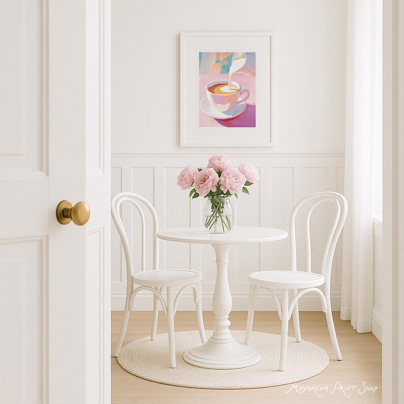 Coffee Printable Art, Pastel Latte, Kitchen, Dining Room Print, Instant ...