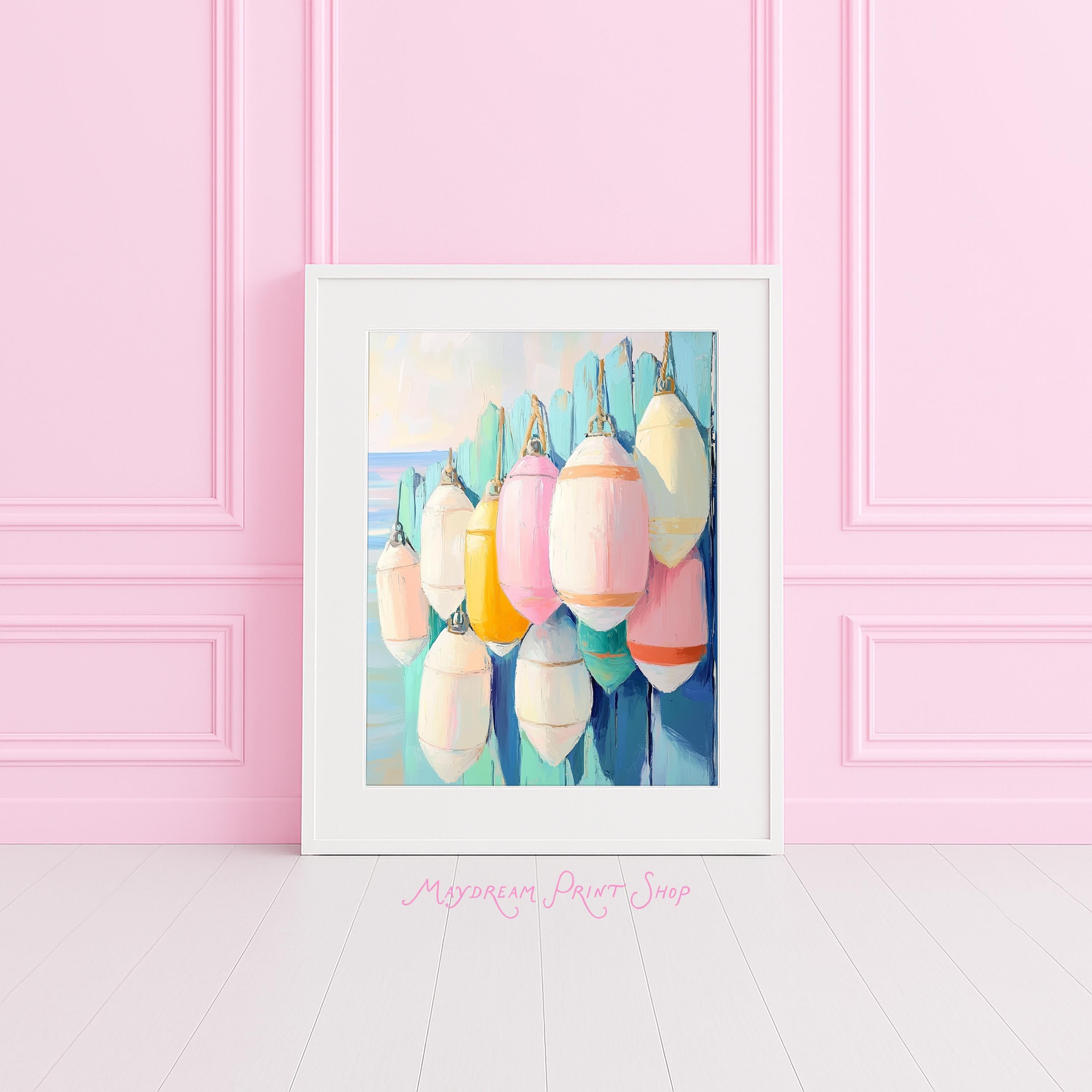 Colorful Buoy Painting Printable - Beach Wall Art Print, Fishing Decor ...