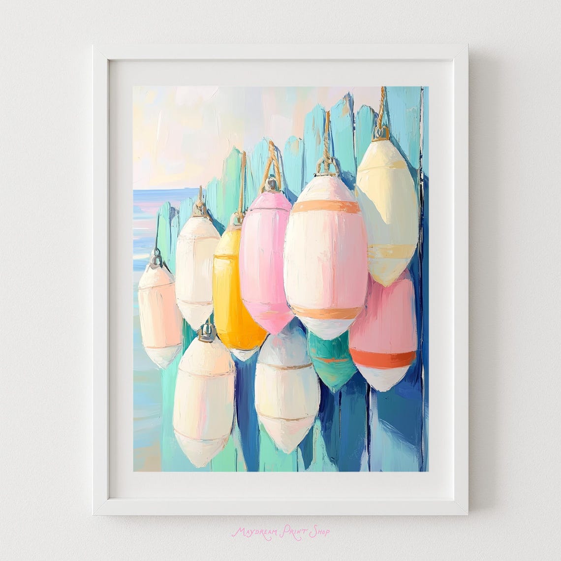 Colorful Buoy Painting Printable - Beach Wall Art Print, Fishing Decor ...