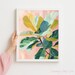Fiddle Leaf Fig Print: Pink & Green Tropical Leaves Illustration ...