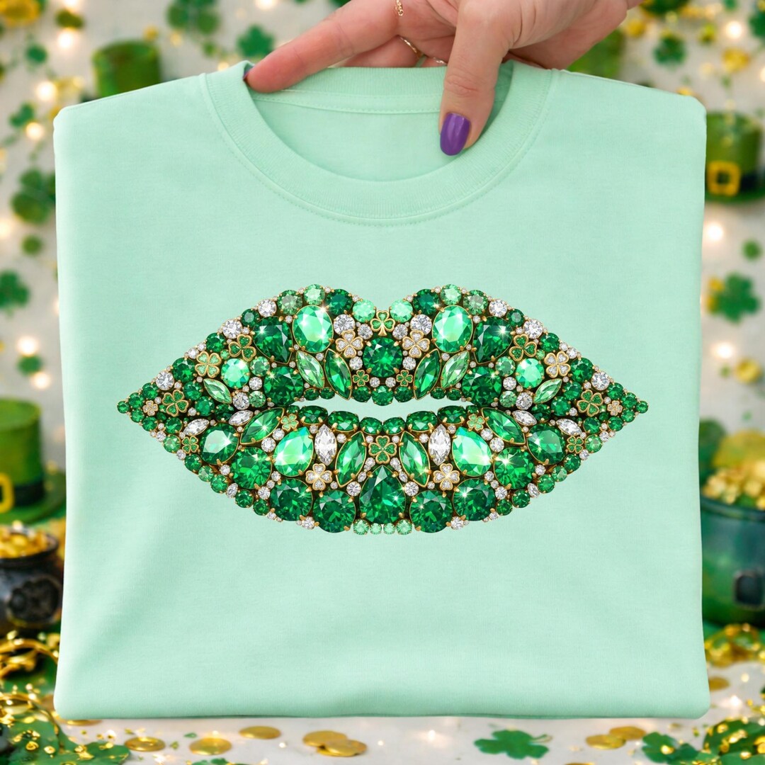 Rhinestone Kiss Png, Trendy St Patrick's Day Rhinestone Kiss Png, Be ...