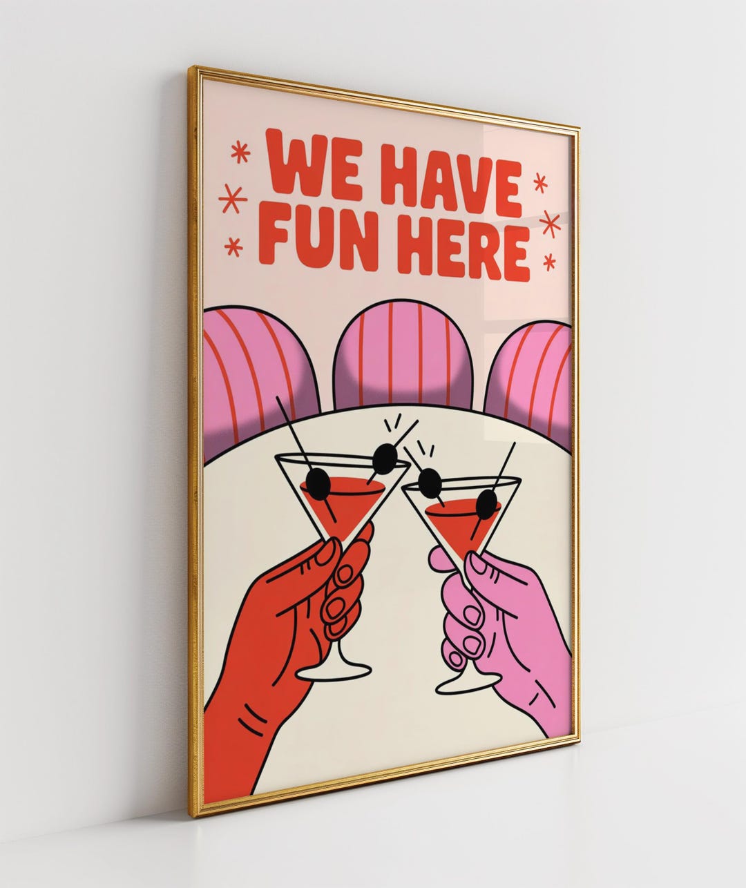 We Have Fun Here Print , Playful Bar Cart Wall Art, Retro Cocktail ...